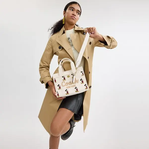 Coach Disney X Cargo Tote Bag 26 With Mickey Mouse - Brass/Ivory